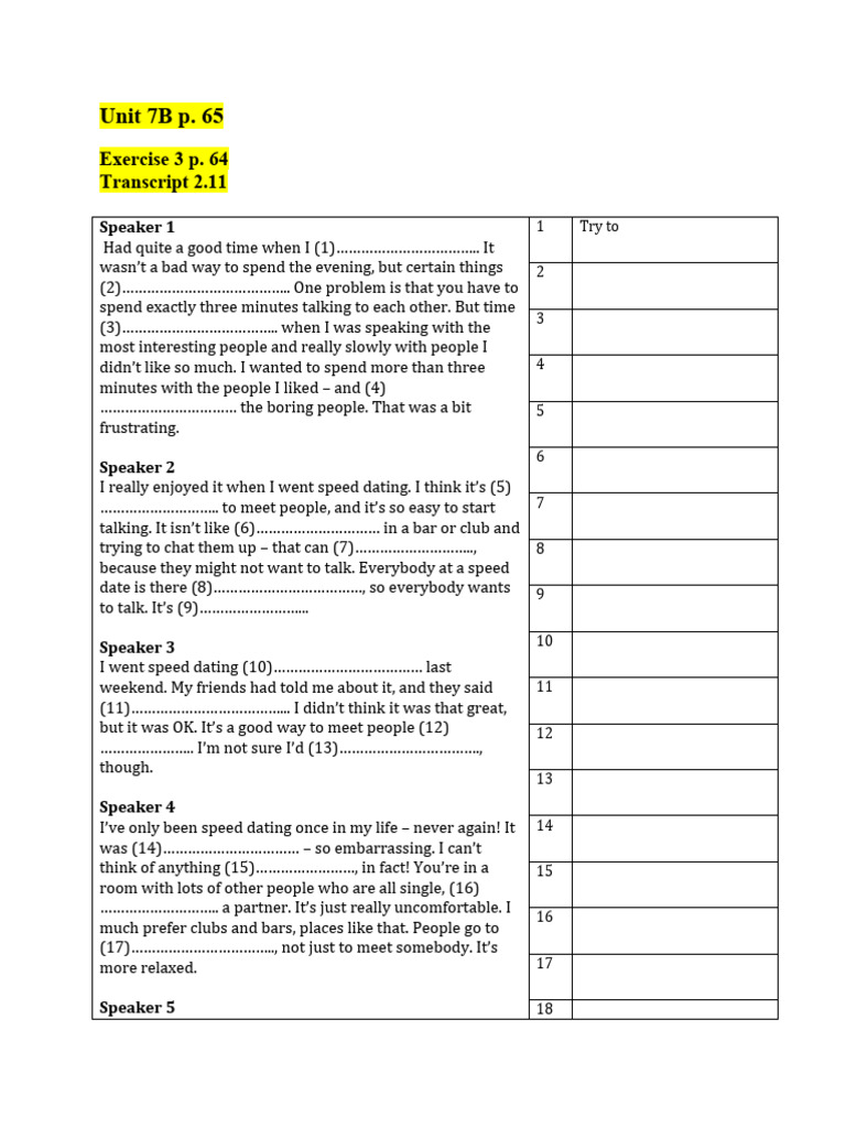Unit 7B-LISTENING-FILL IN THE BLANK-online | PDF