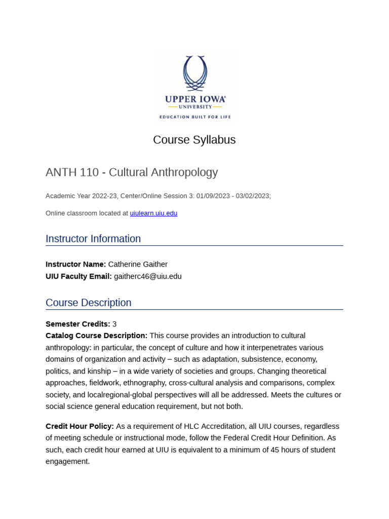 2022 SP A3 ANTH 110 3A 77 Cultural Anthropology | PDF | Workweek And ...