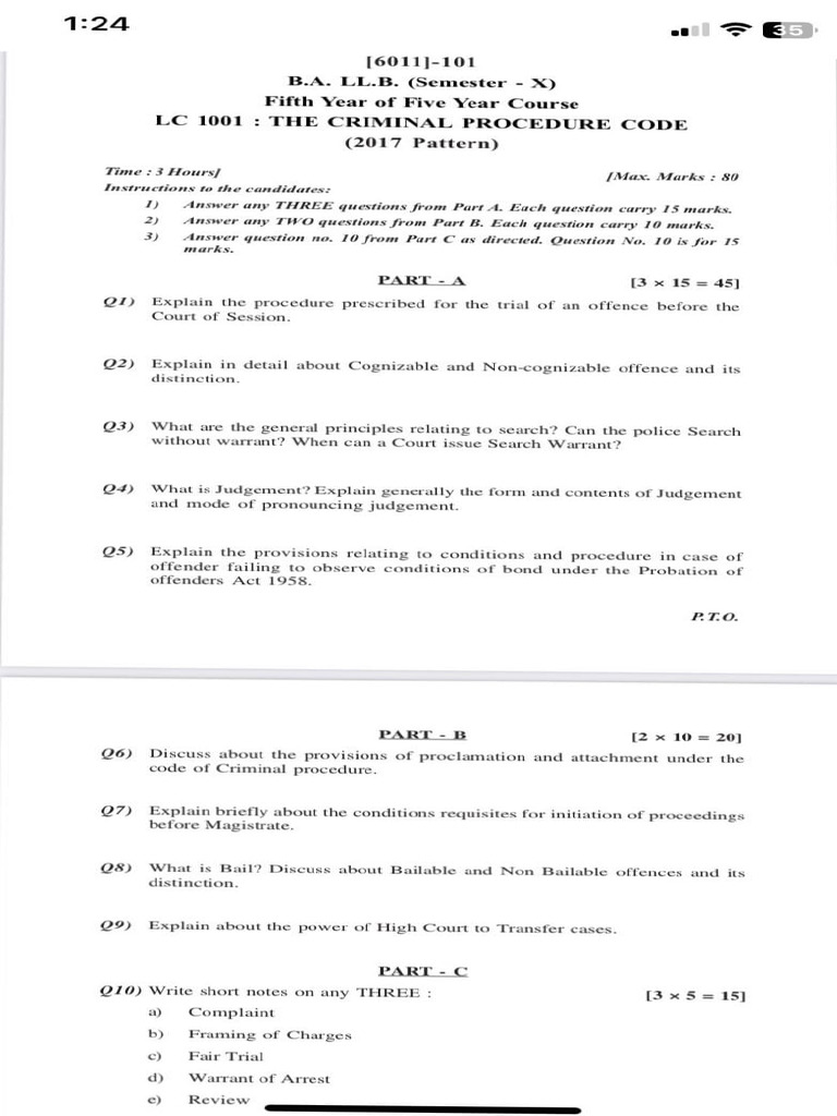 Ba LLB April 23 Ques Paper | PDF