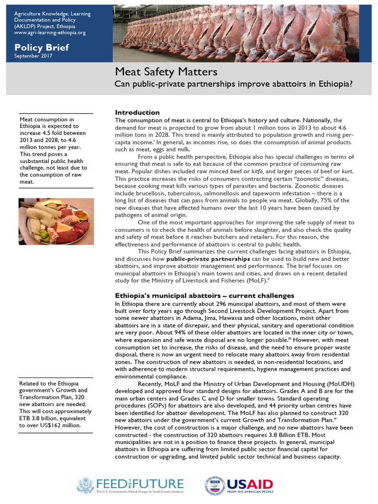 AKLDP Tech Brief PPP Abattoirs | PDF | Public–Private Partnership | Meat