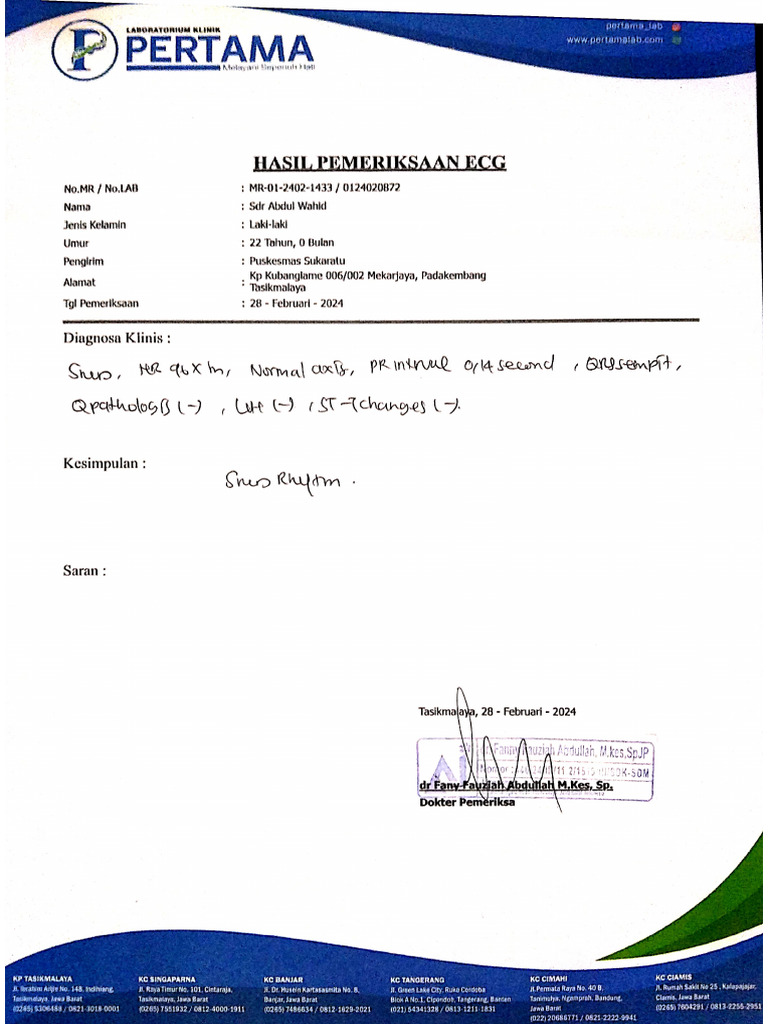 Hasil Ecg Abdul Wahid | PDF