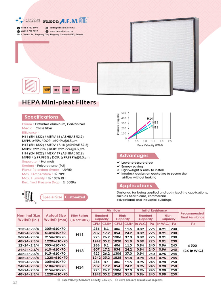Product - File - HEPA Mini-Pleat Filters | PDF | Mechanical Engineering ...