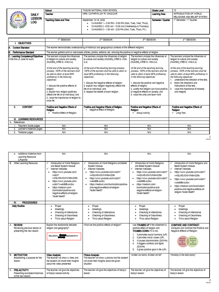Sample DLL | Download Free PDF | Learning | Rubric (Academic)