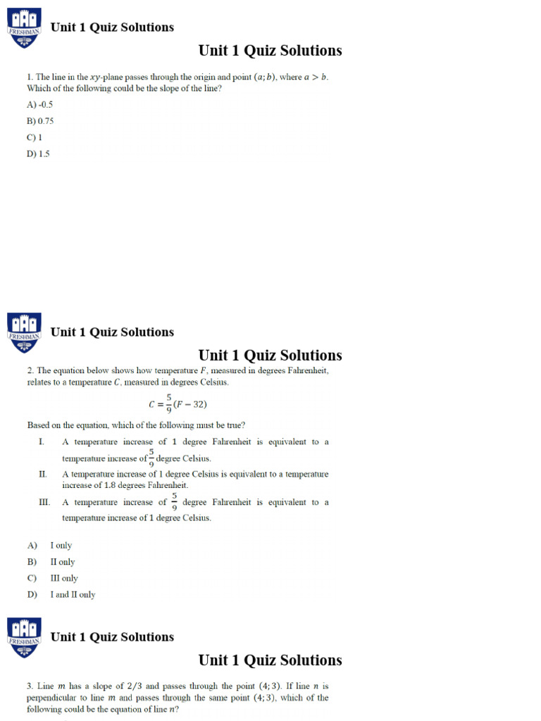 Unit 1 Quiz Answers and Solutions | PDF | Wellness