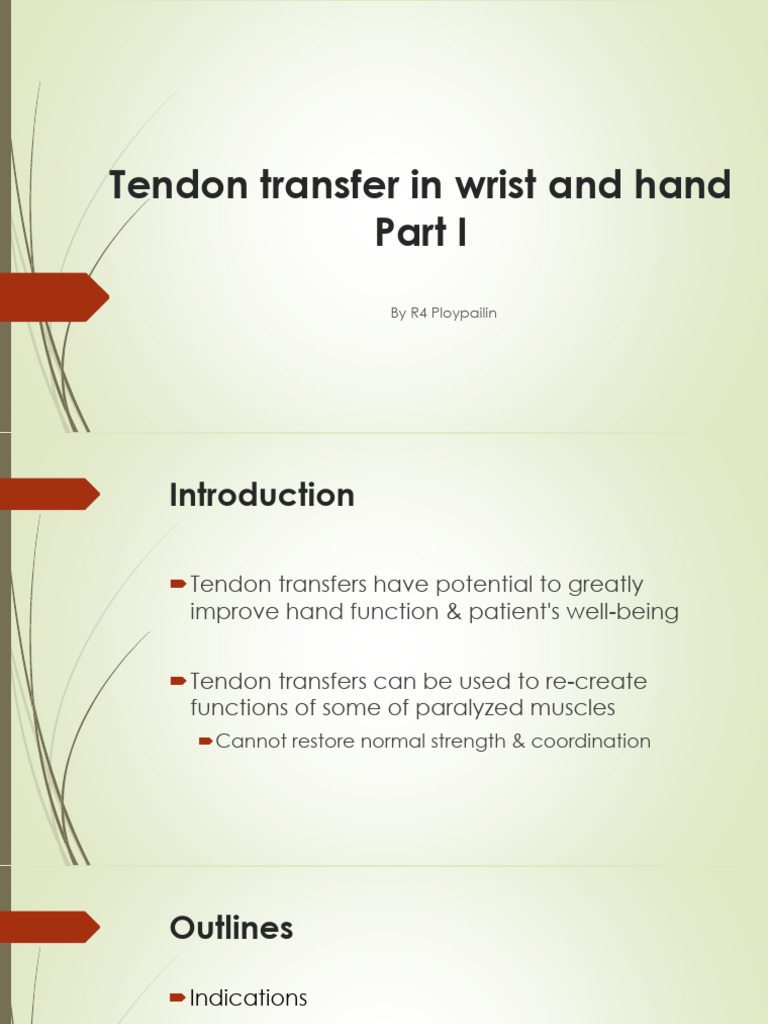 Tendon Transfer in Wrist and Hand | PDF | Thumb | Anatomical Terms Of ...