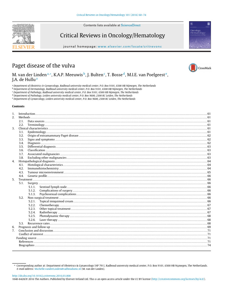 Paget Disease of the Vulva M Van Der Linden, Et Al 2016 | PDF | Medical ...