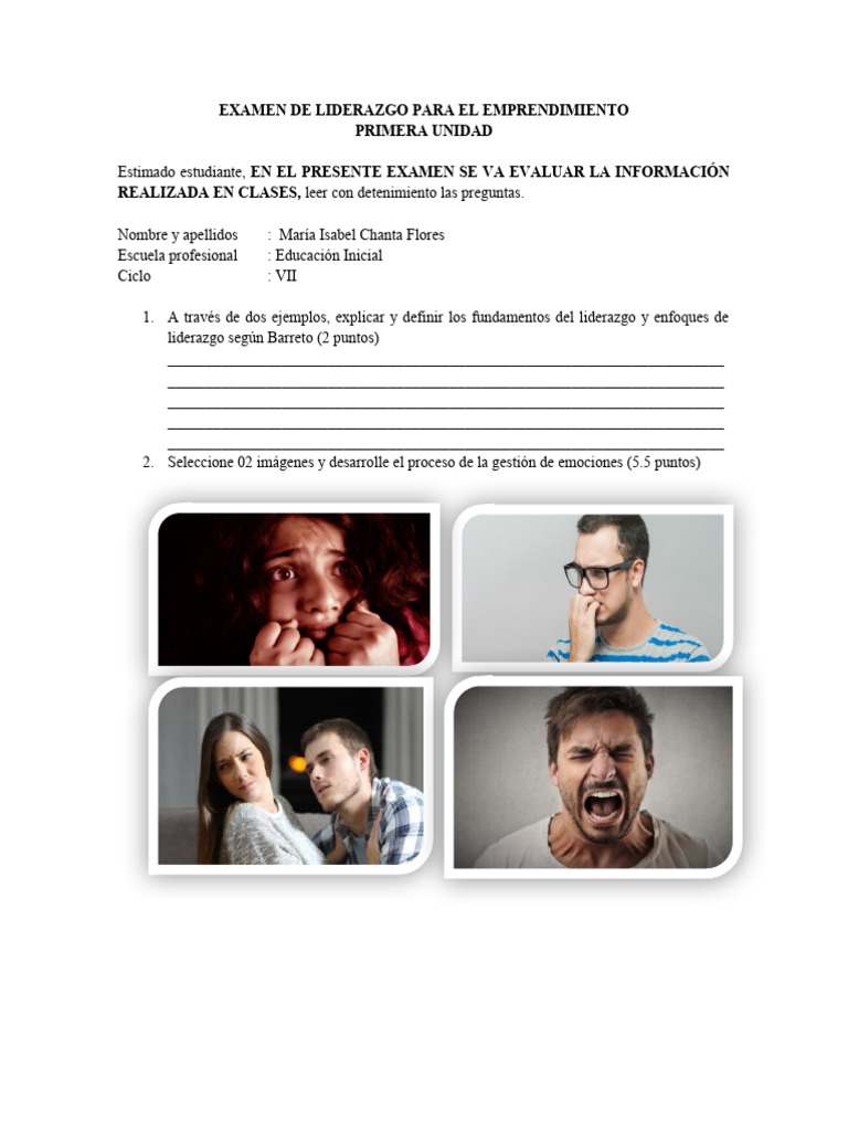 Examen de Liderazgo para El Emprendimiento | PDF | Las emociones ... Examen de Liderazgo para El Emprendimiento | PDF | Las emociones ...