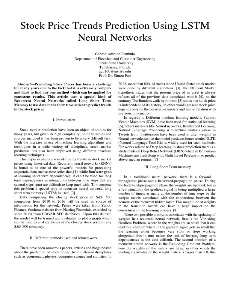 Stock Price Trends Prediction Paper (1) | PDF | Artificial Neural ...