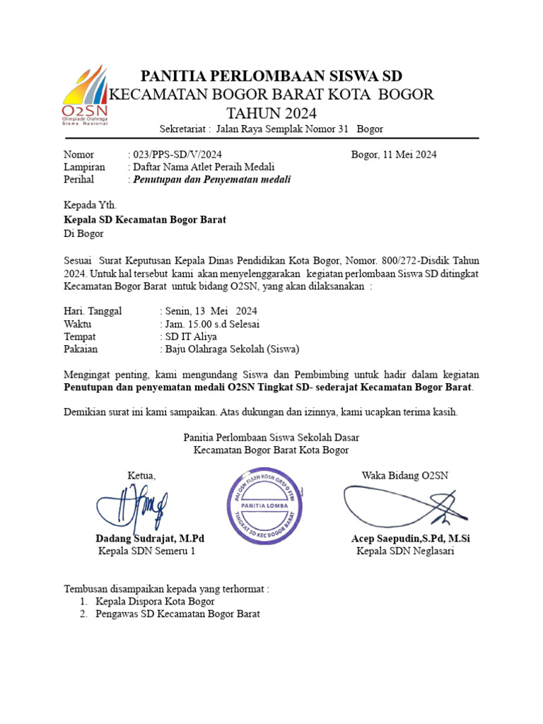 Undangan Penutupan O2sn | PDF