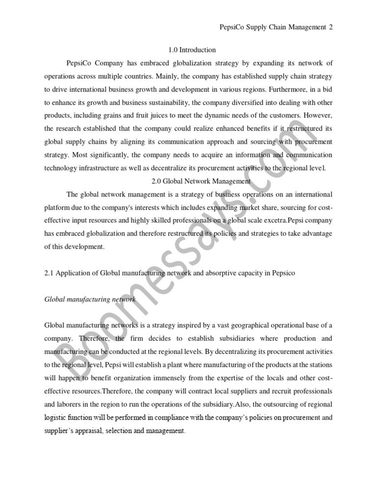 PepsiCo's Global Supply Chain Strategy | PDF | Supply Chain | Outsourcing