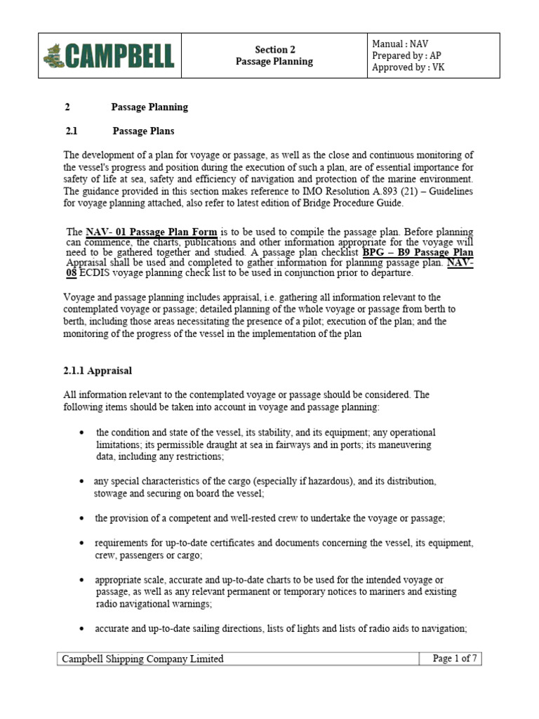 Voyage Passage Planning Guidelines | PDF | Navigation