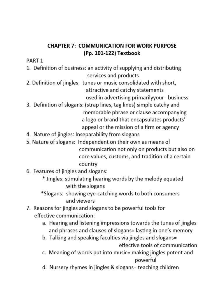 Chapter 7communicationforworkpurposes - New | PDF | Poster