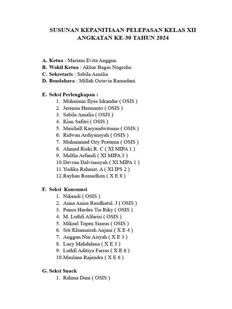 Contoh Susunan Kepanitiaan Perpisahan | PDF | Perjalanan