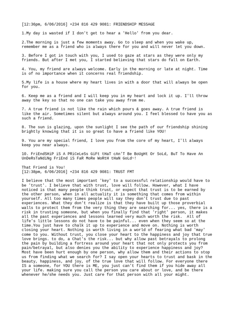 Trust and Friendship in Relationships | PDF | Love | Friendship