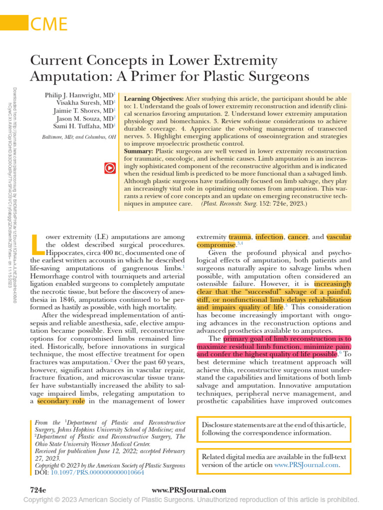 Current Concepts in Lower Extremity Amputation A.43 | PDF | Amputation ...