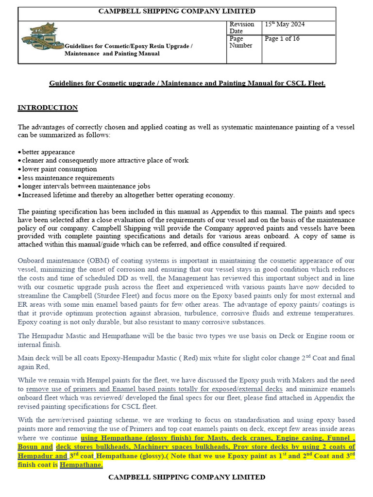 CSCL Painting & Maintenance Guidelines | PDF | Paint | Grinding ...