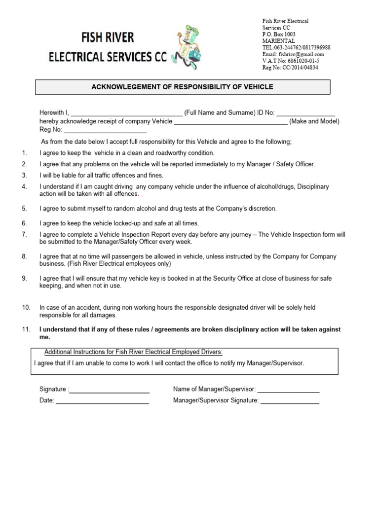 Authorised Drivers Acknowledgement | PDF | Vehicles | Transport
