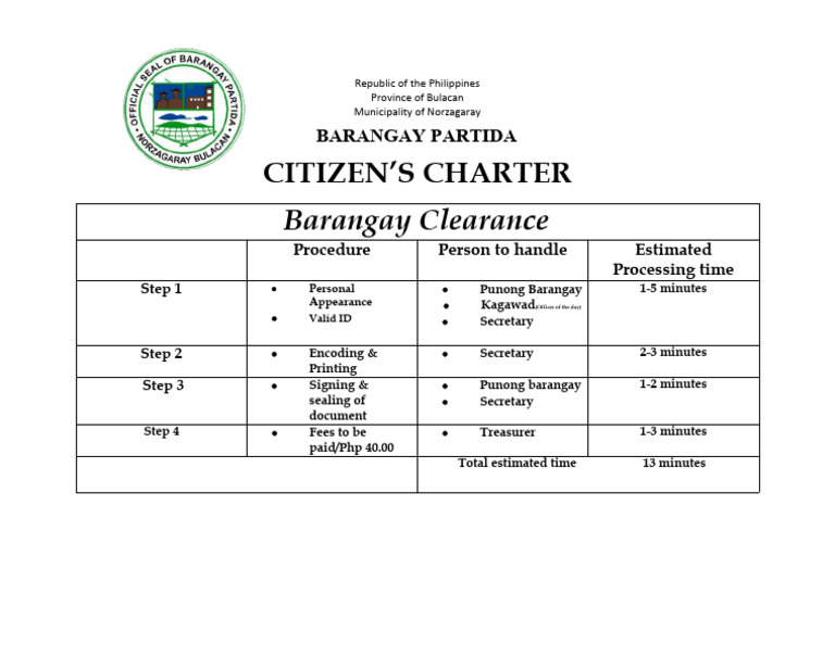 Barangay Clearance Process Guide | PDF