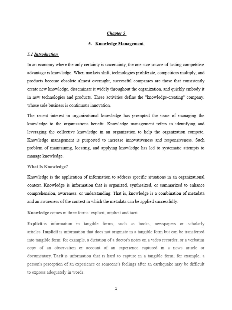 Chapter Five Knowledge Management | PDF | Knowledge Management | Knowledge