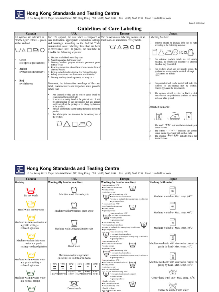 HKSTC - Guidelines-Of-Care-Labelling | Download Free PDF | Industrial ...