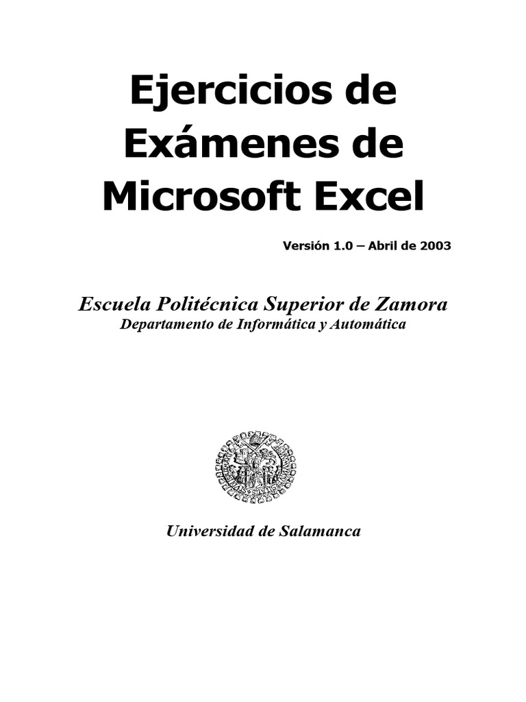Ejercicios de Exámenes de Microsoft Excel | PDF | Hoja de cálculo | Microsoft Excel