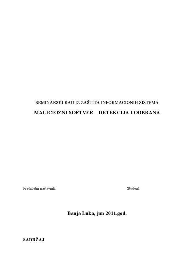 Seminarski Maliciozni-Softver | PDF