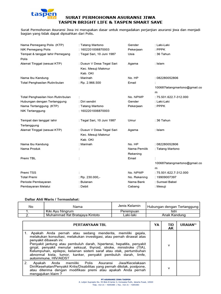 CONTOH Taspen 1 | PDF