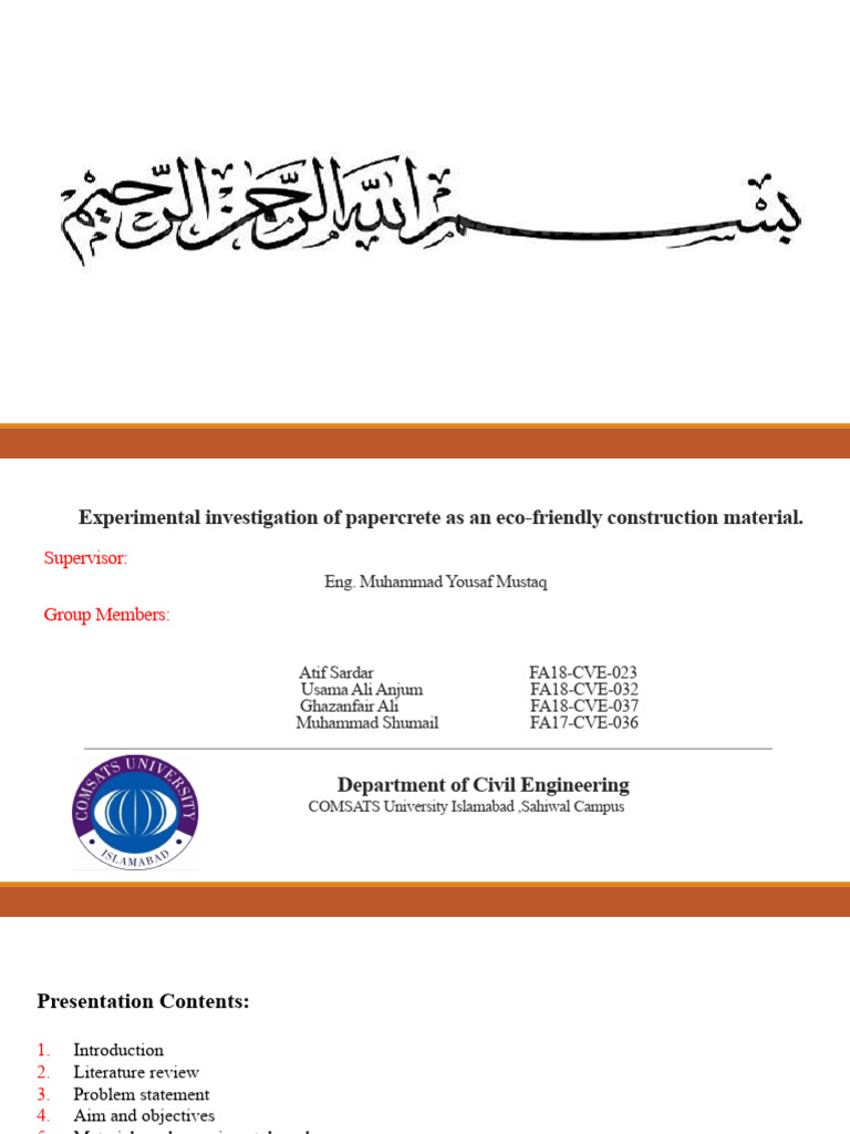 FYP Final Year Presentation Group#02 | PDF | Concrete | Cement