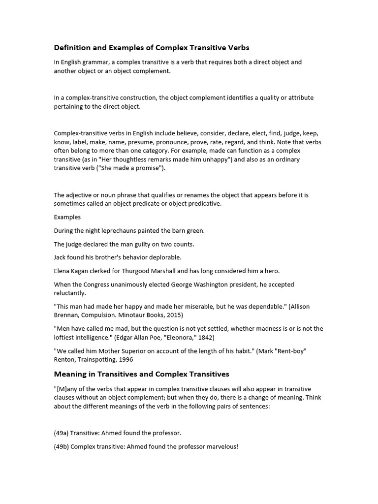 Definition and Examples of Complex Transitive Verb - 240509 - 182216 ...