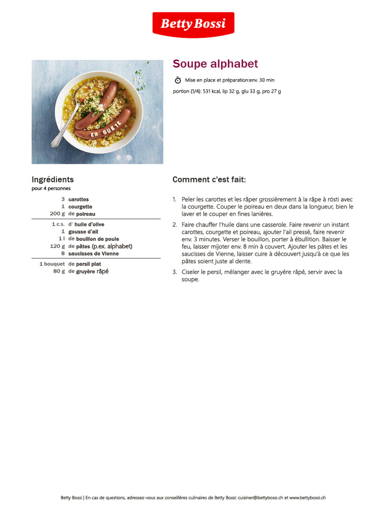 Recette de Soupe Alphabet Simple | PDF