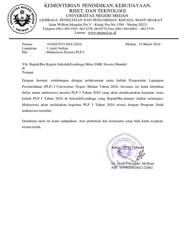 Surat Izin PLP 1 | PDF | Ilmu Sosial | Perjalanan