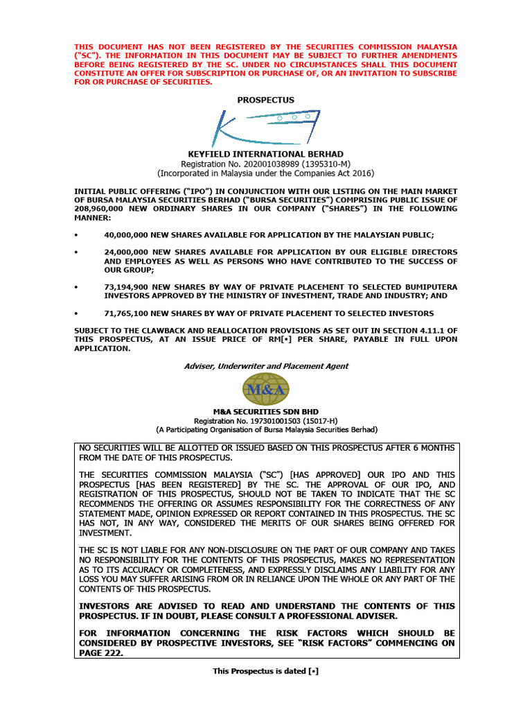 Keyfield International IPO Prospectus | PDF | Initial Public Offering ...