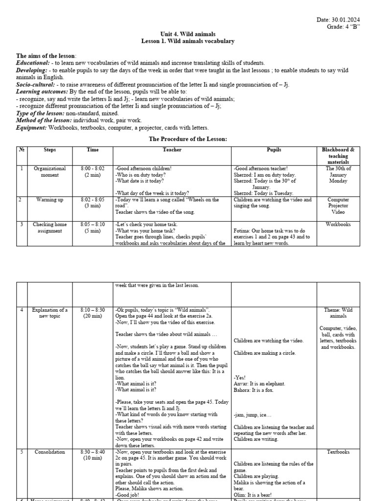 Lesson Plan 1 | PDF | Cognitive Science | Teaching