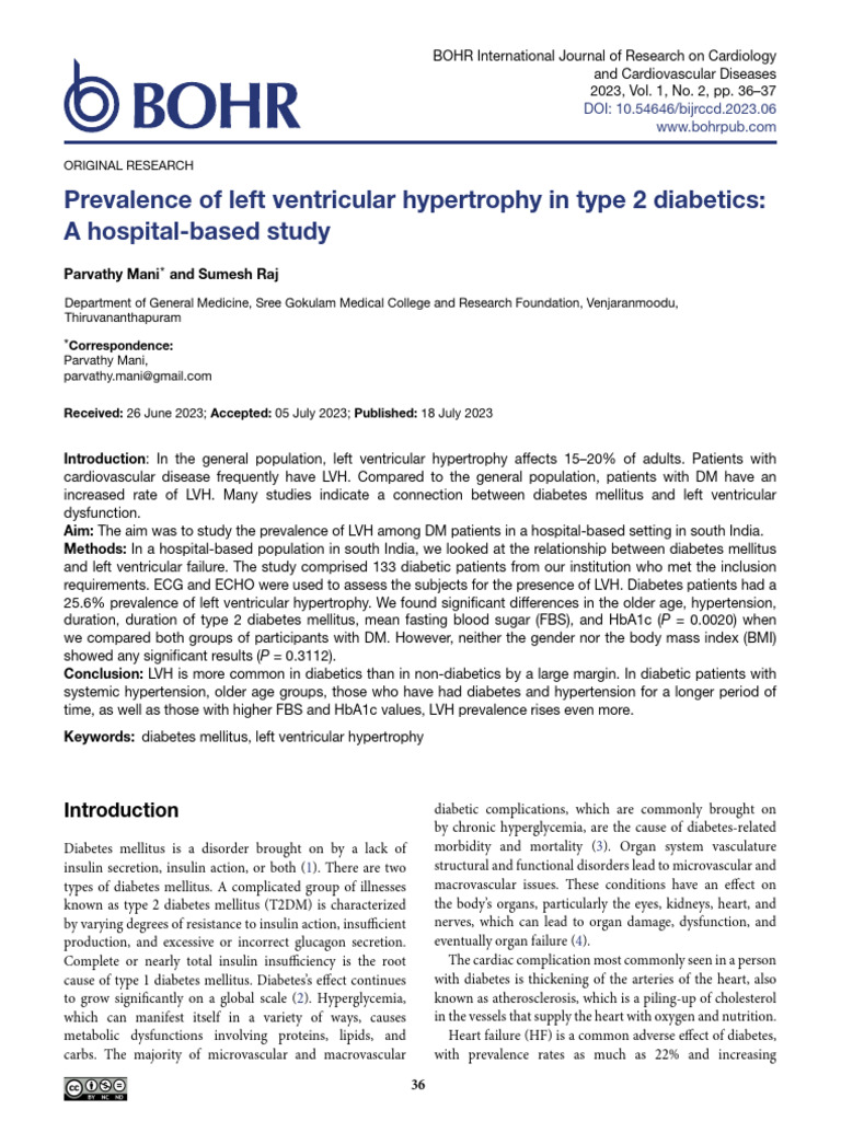 Prevalence of Left Ventricular Hypertrophy in Type 2 Diabetics: A ...
