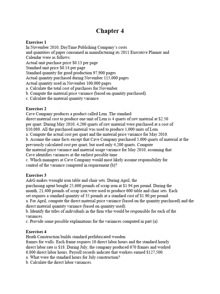 Exercises - Chapter 4 | PDF | Cost Accounting | Economies