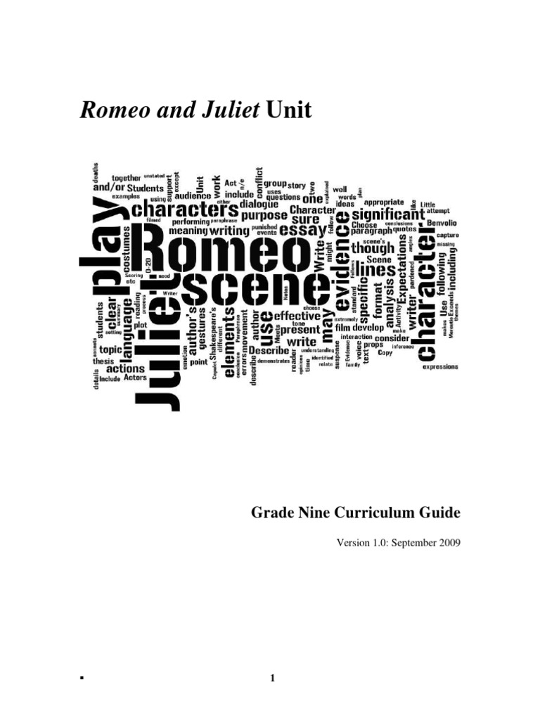 Romeo and Juliet Unit | PDF | Characters In Romeo And Juliet | Romeo ...