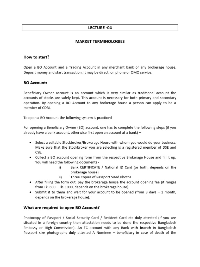 How to Open a BO and Trading Account | PDF | Dividend | Stocks