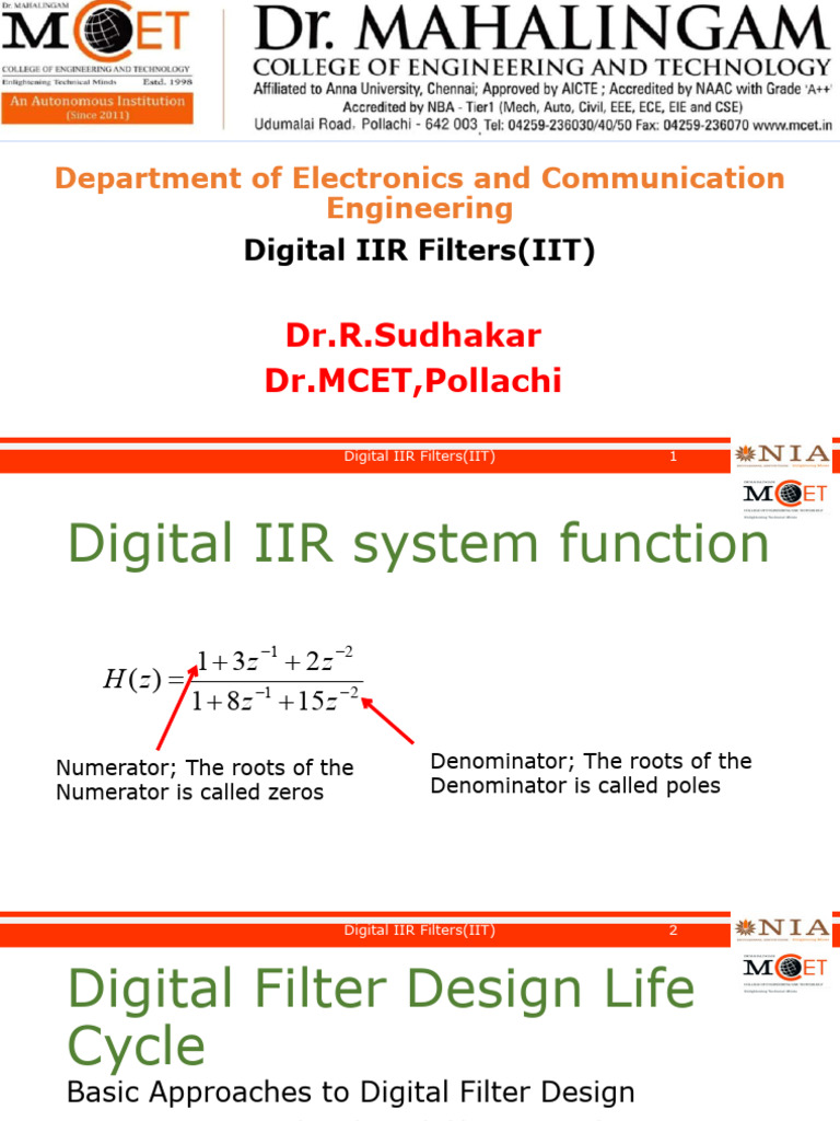 IIR Filter Design and Applications | PDF | Electronics | Filtration