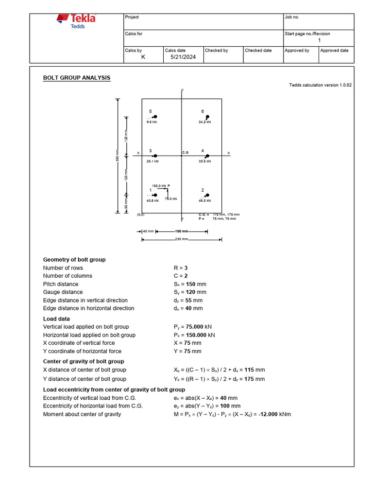 Bolt Group Calculation With Eccentricity | Download Free PDF | Physical ...