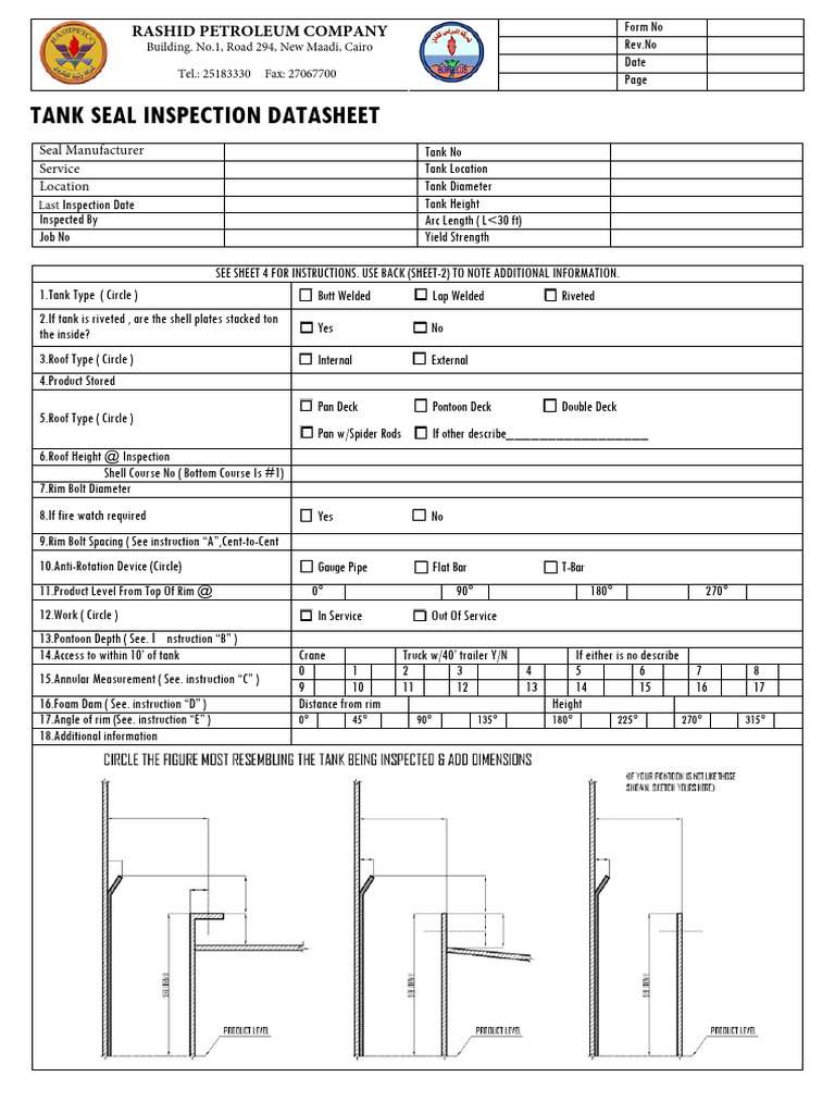 Rashpetco - Tank Seal Inspection Datasheet | PDF
