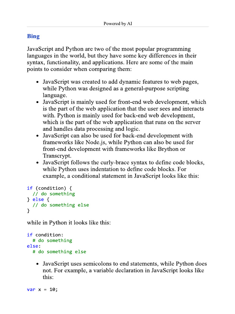Python vs Javascript | PDF Python vs Javascript | PDF