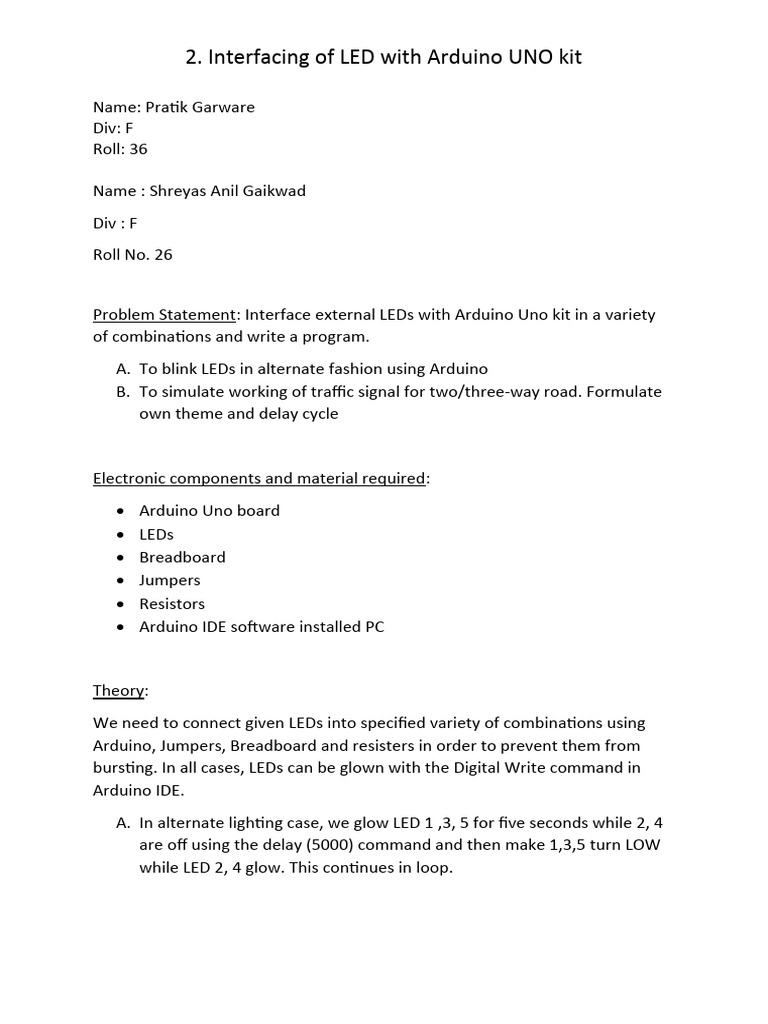 2 LED Lights | PDF | Arduino | Light Emitting Diode