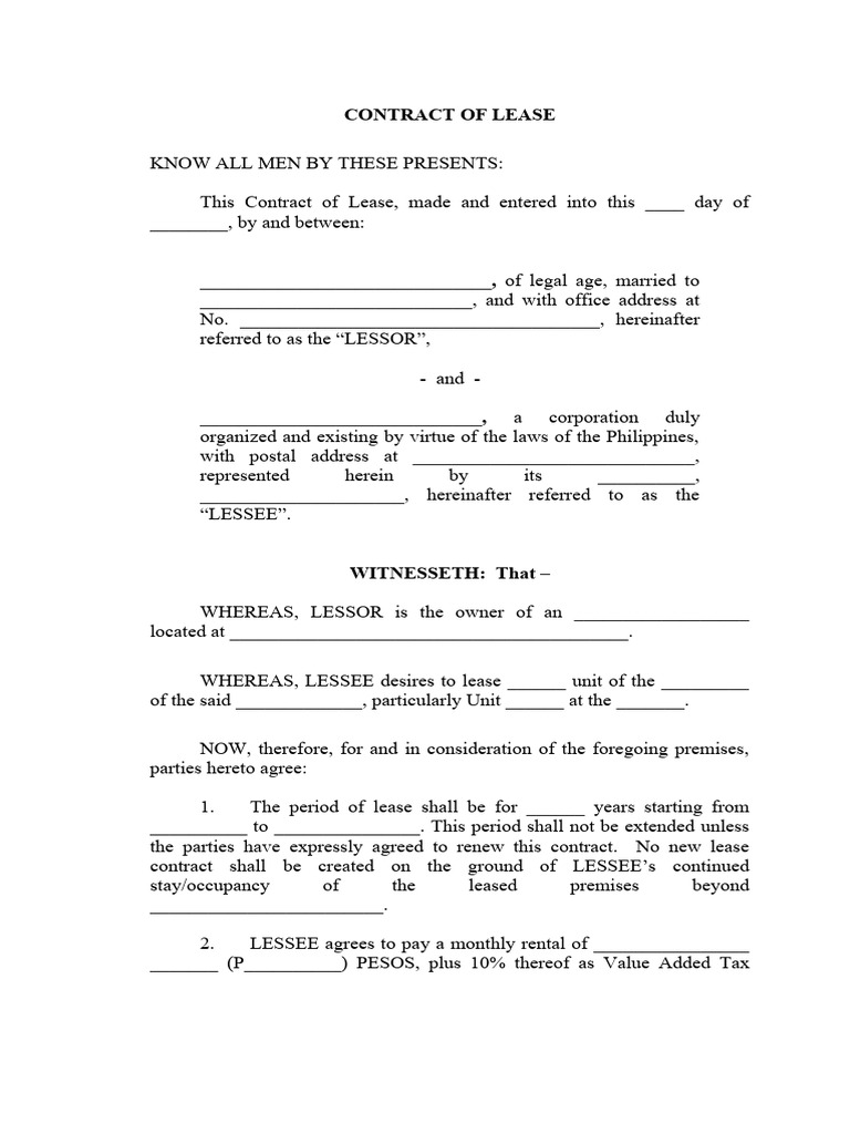 Commercial Lease Agreement Template | PDF | Lease | Renting