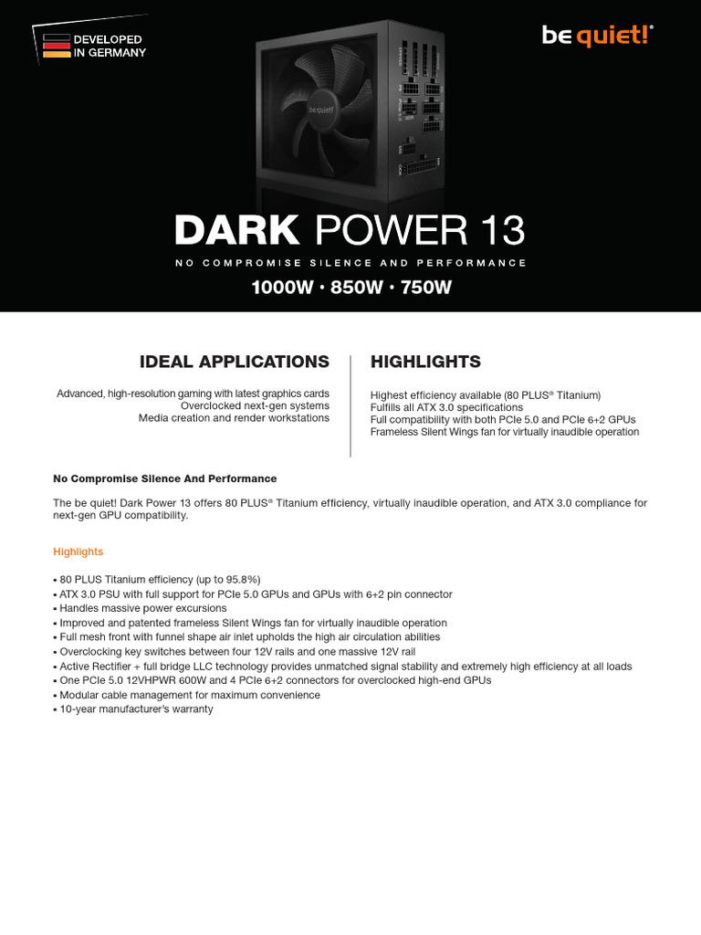 Dark_Power_13_data_sheet_en | PDF | Graphics Processing Unit | Electrical Engineering