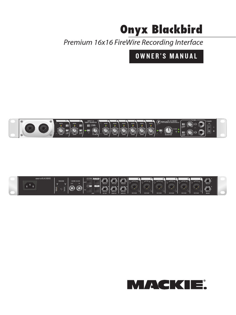 Onyx Blackbird FireWire Interface Manual | PDF | Ac Power Plugs And ...