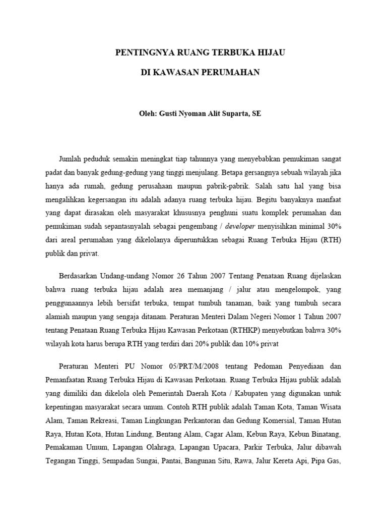 Pentingnya Ruang Terbuka Hijau Udah Revisi | PDF Pentingnya Ruang Terbuka Hijau Udah Revisi | PDF