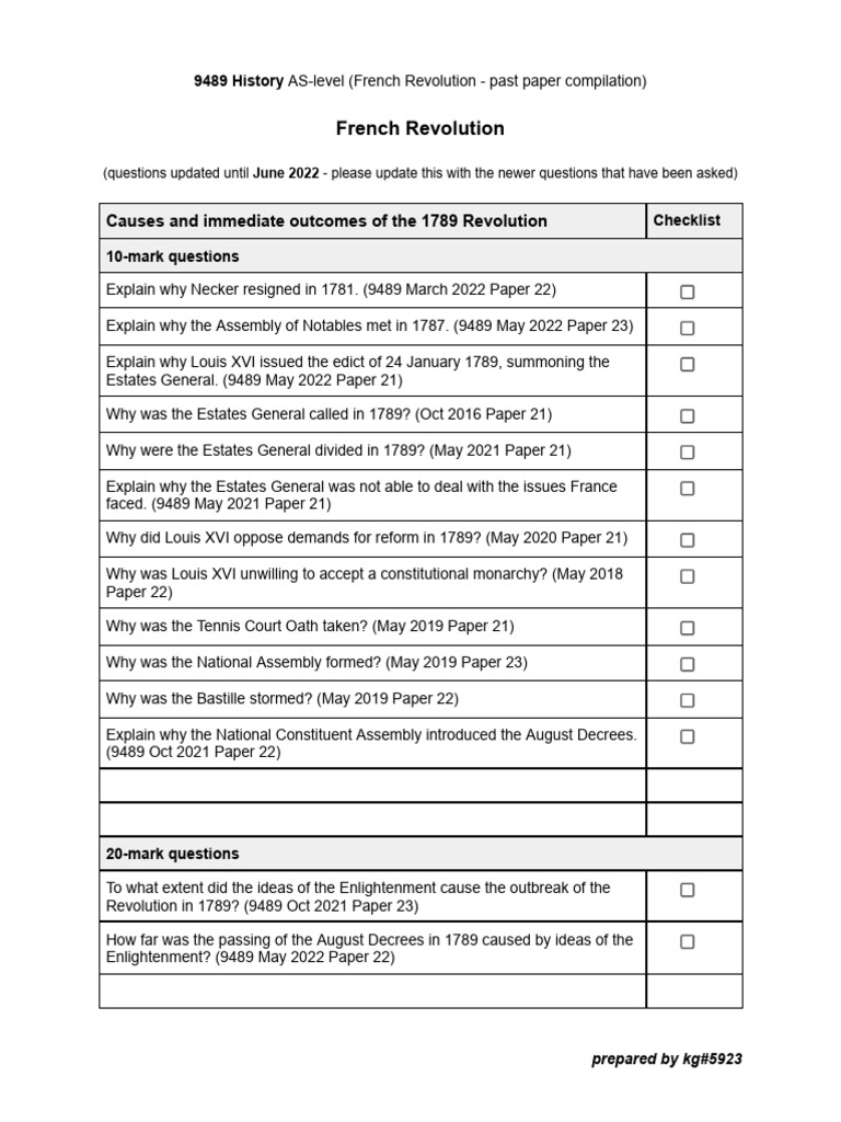 French Revolution Essay QuestionS | PDF | French Revolution | Napoleon
