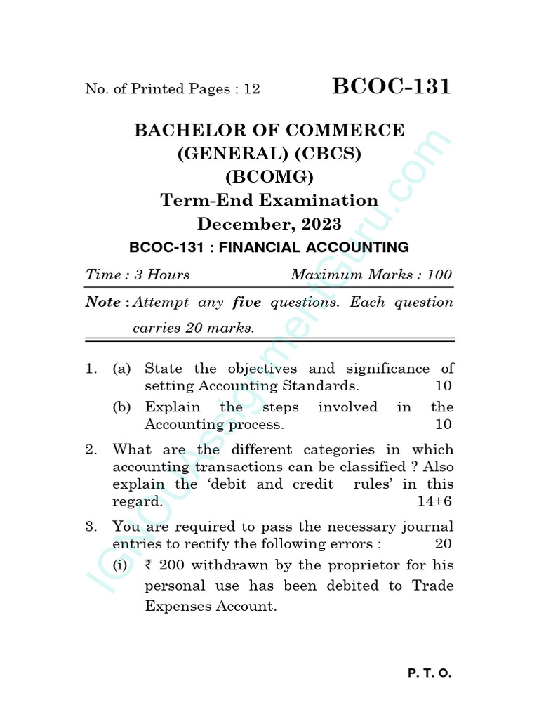 Bcoc 131 | Download Free PDF | Debits And Credits | Expense Bcoc 131 | Download Free PDF | Debits And Credits | Expense