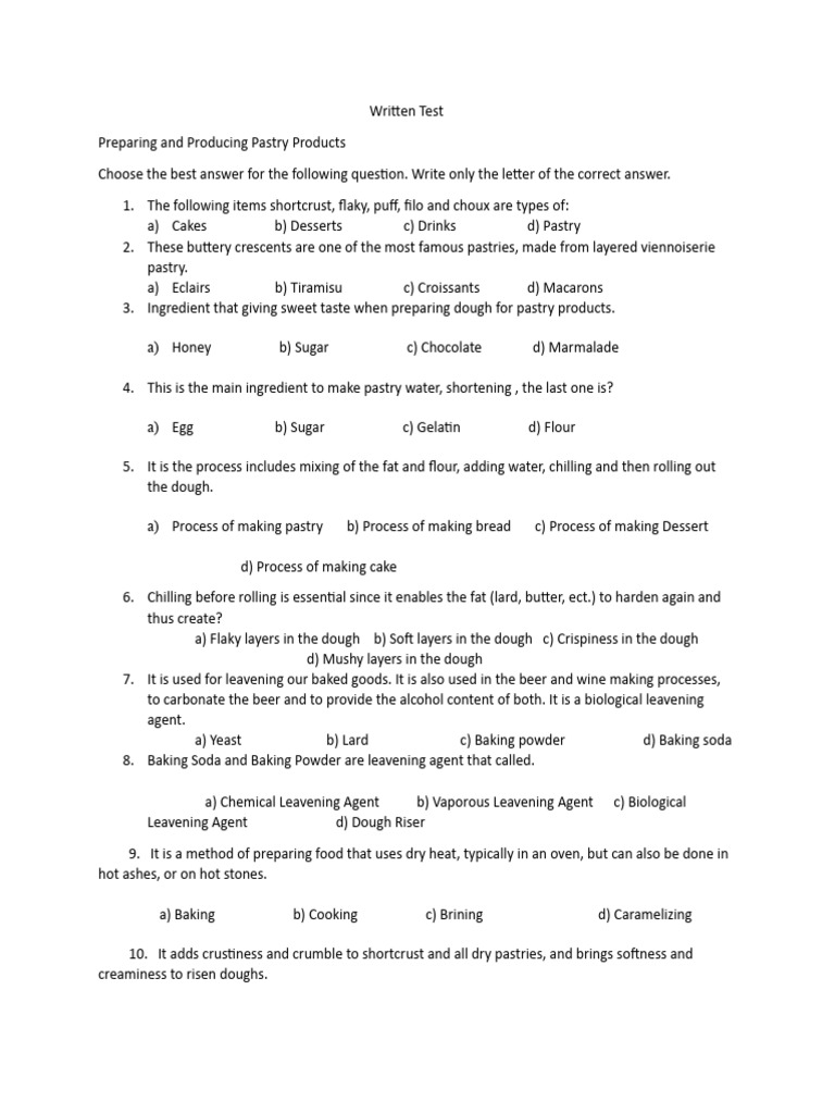 Written Test Finish | PDF | Cakes | Baking