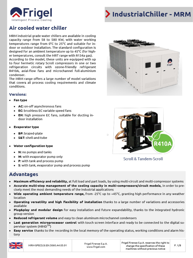 Frigel MRM Chiller Specifications | PDF | Air Conditioning ...